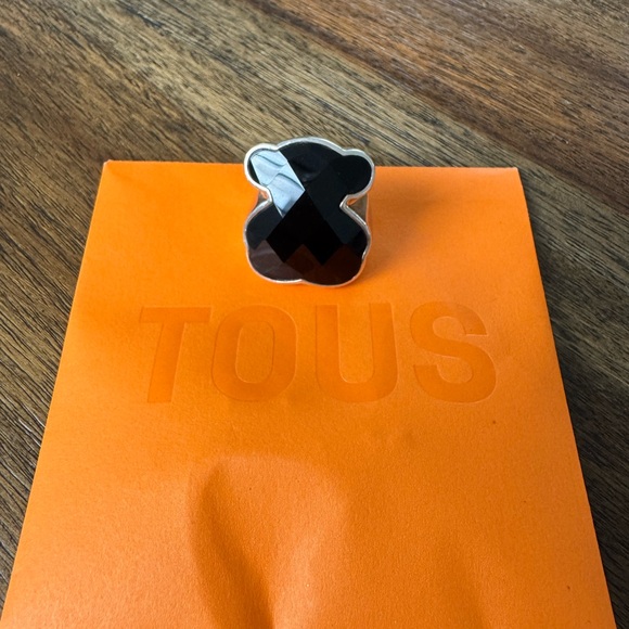 Tous | Jewelry | Tous Black And Silver Ring With Sleek Design | Poshmark